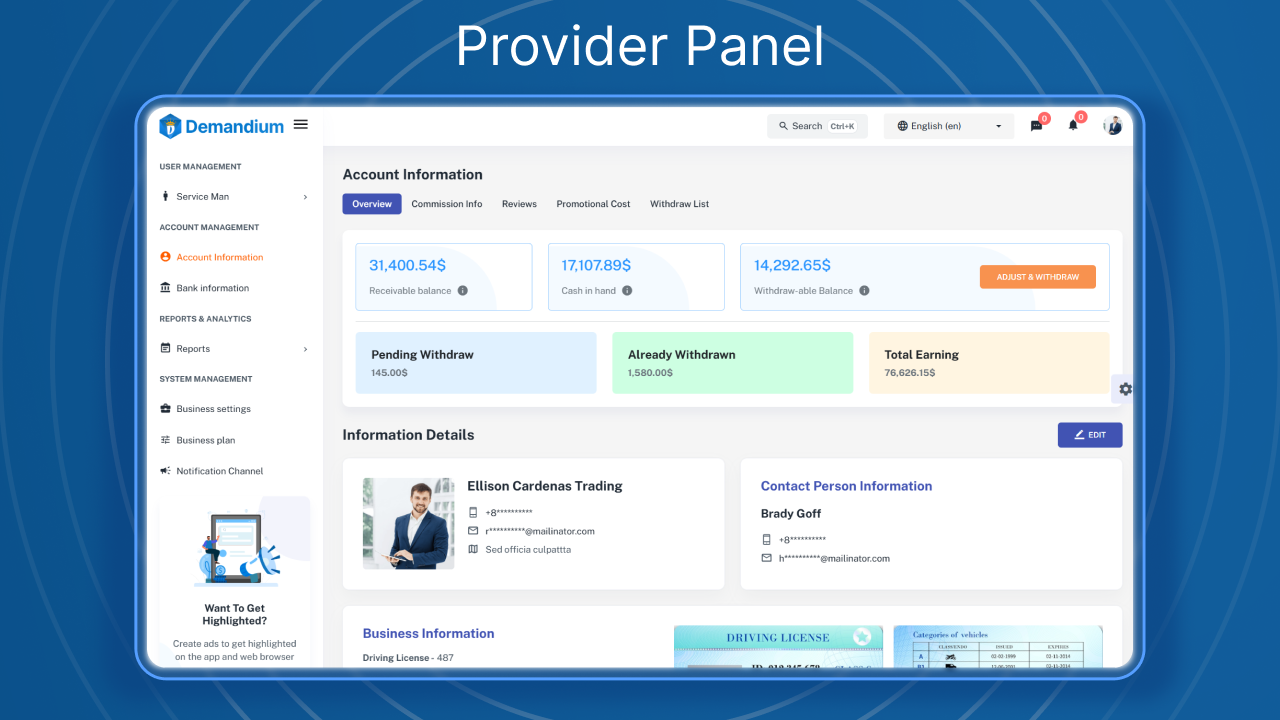 Demandium - Multi Provider On Demand, Handyman, Home service App with admin panel by sixamtech